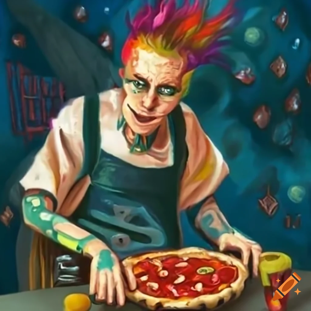Pizza-making punk rock wizard on Craiyon