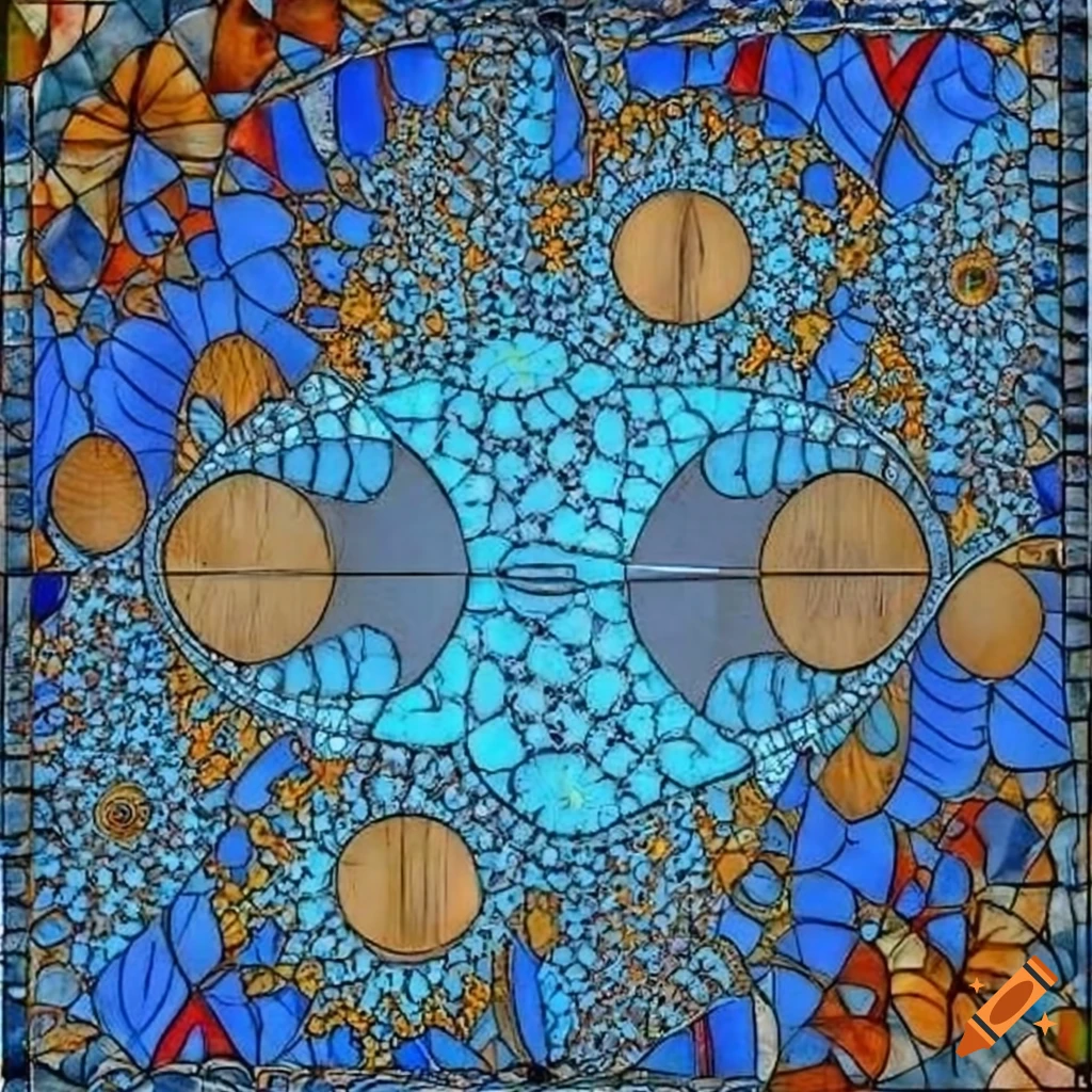 Stained glass artwork in blue tones on Craiyon