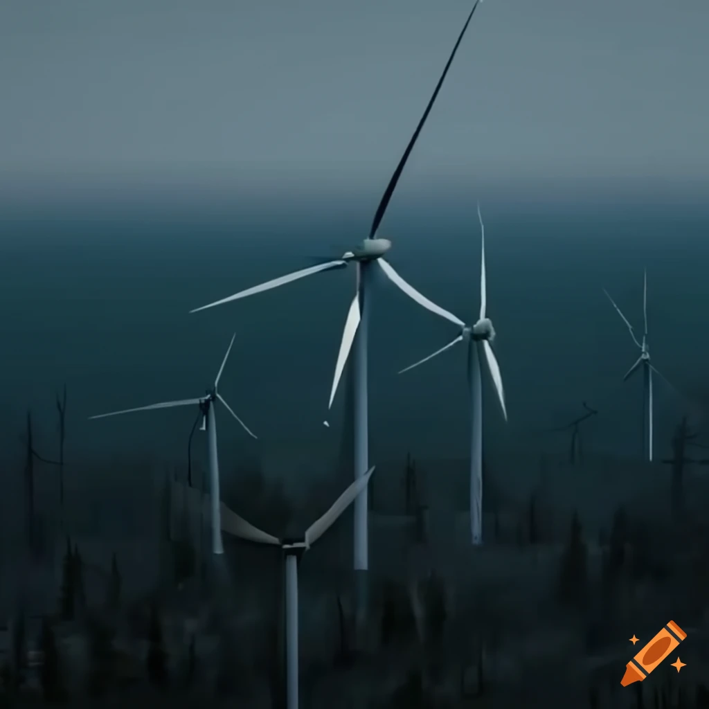 Wind turbine in operation at a high altitude on Craiyon