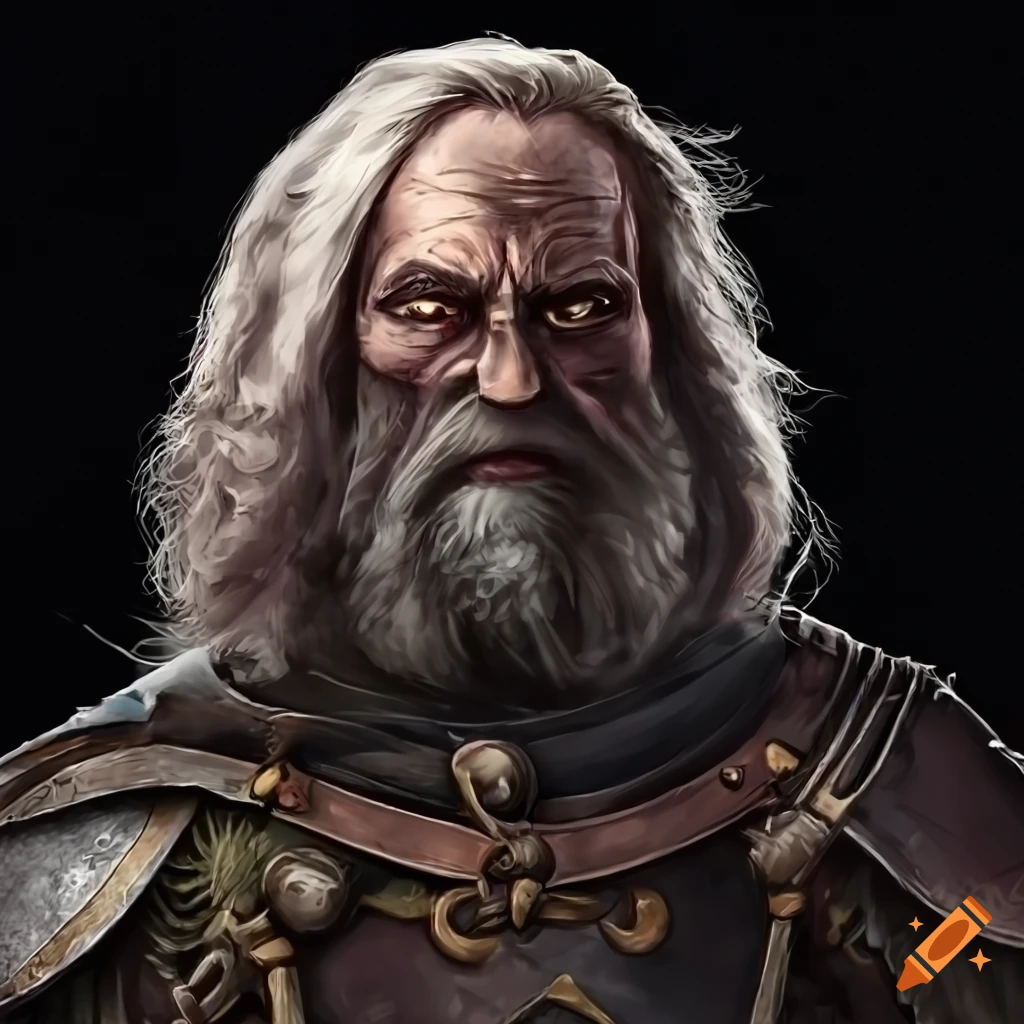 Illustration of an old and scruffy shield dwarf