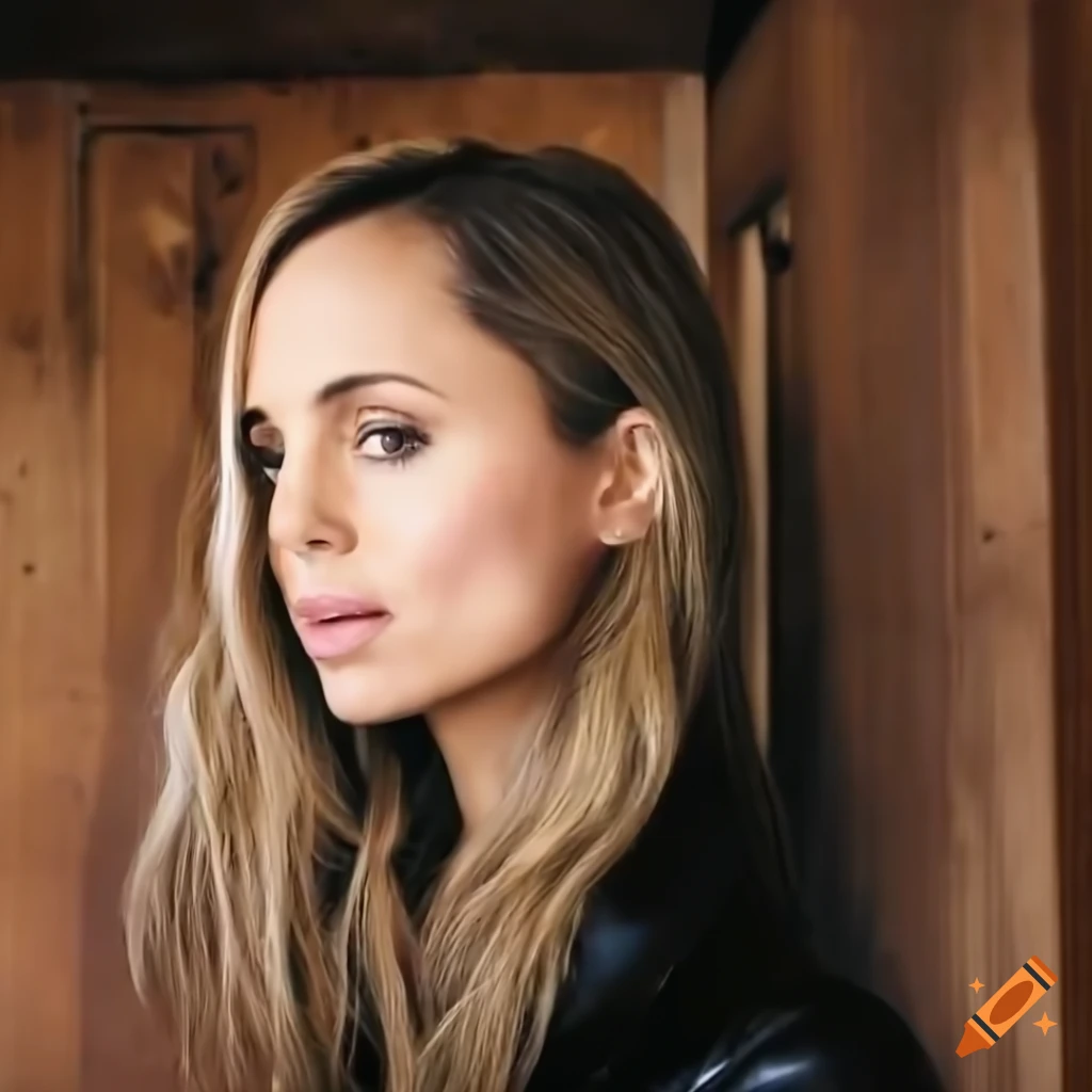 Photorealistic image of a person in black winter sheepskin outfit on Craiyon