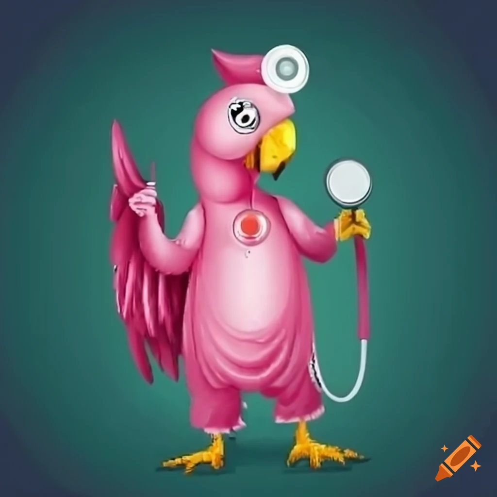 Parrot dressed as a nurse with a stethoscope