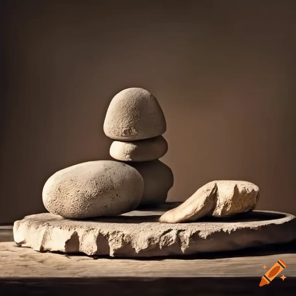 Medieval stone books on a table in a cloister on Craiyon