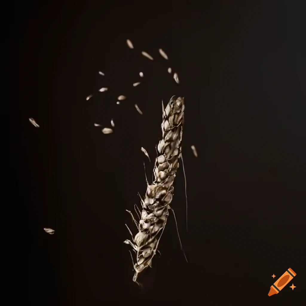 Macro photo of a falling grain of wheat on Craiyon