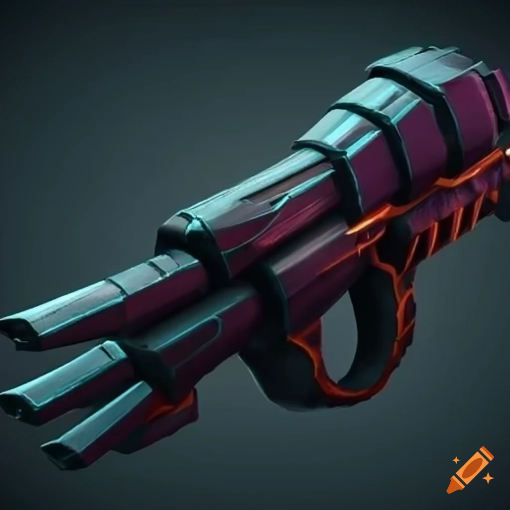 Stylized dinosaur head weapon design on Craiyon