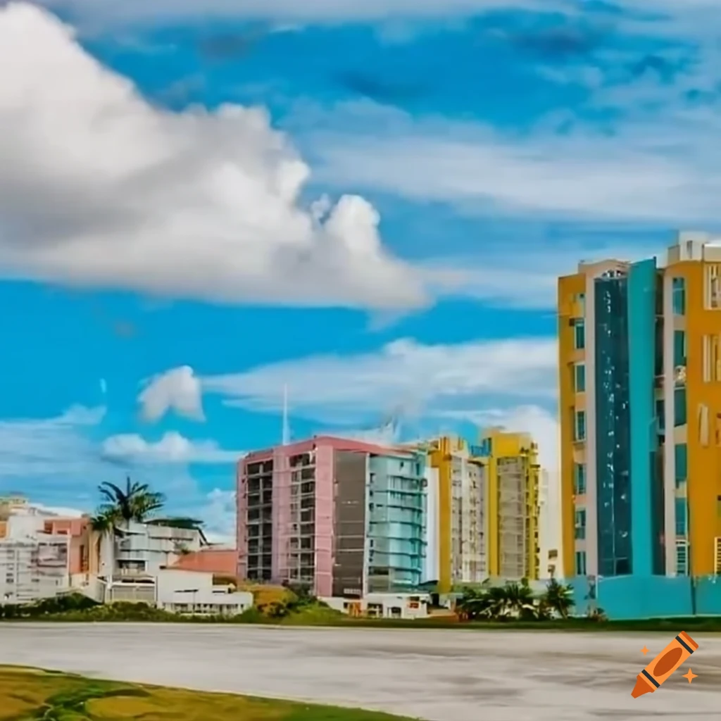 Realistic winter scene in bayamon, puerto rico with snow-covered ...