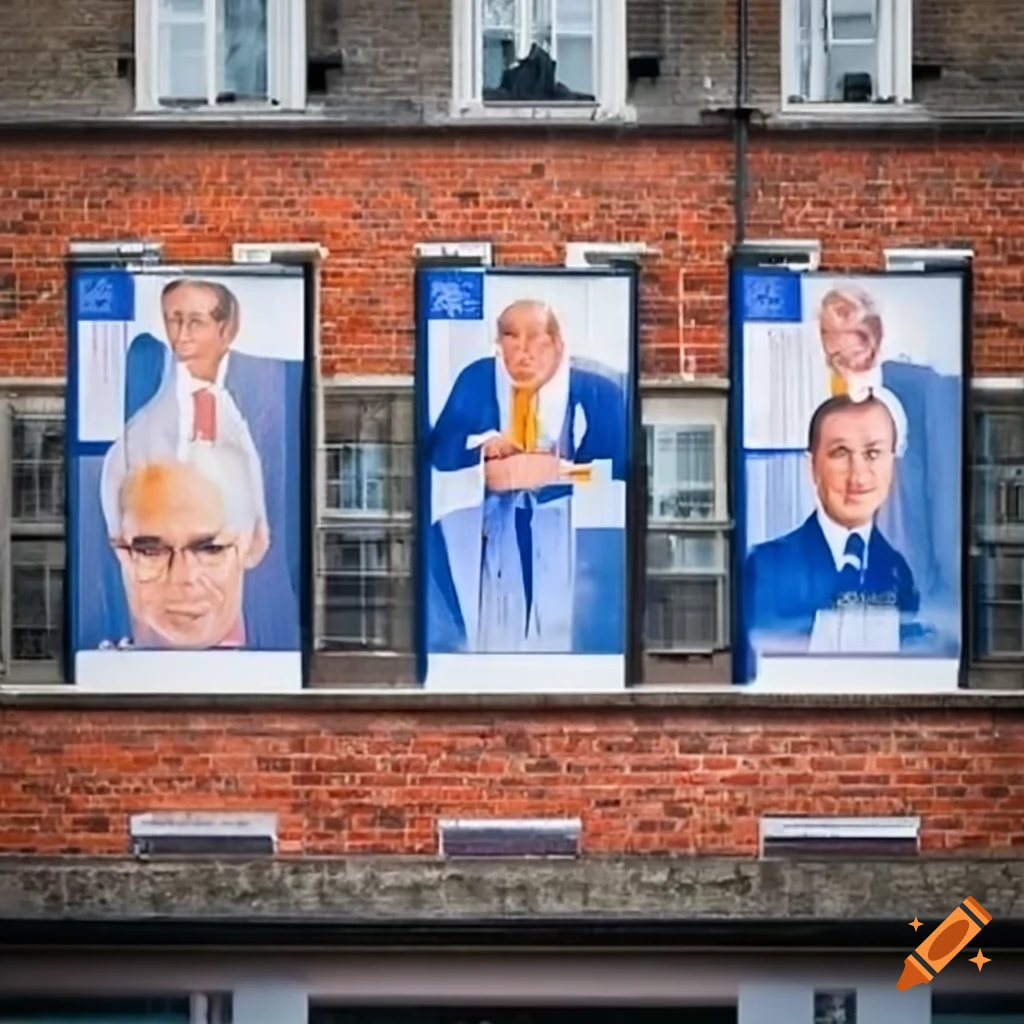 Dutch election posters on a wall on Craiyon