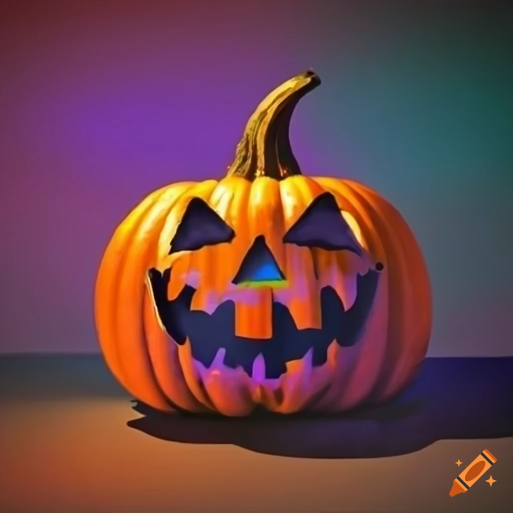 Colorful spooky pumpkin artwork on Craiyon