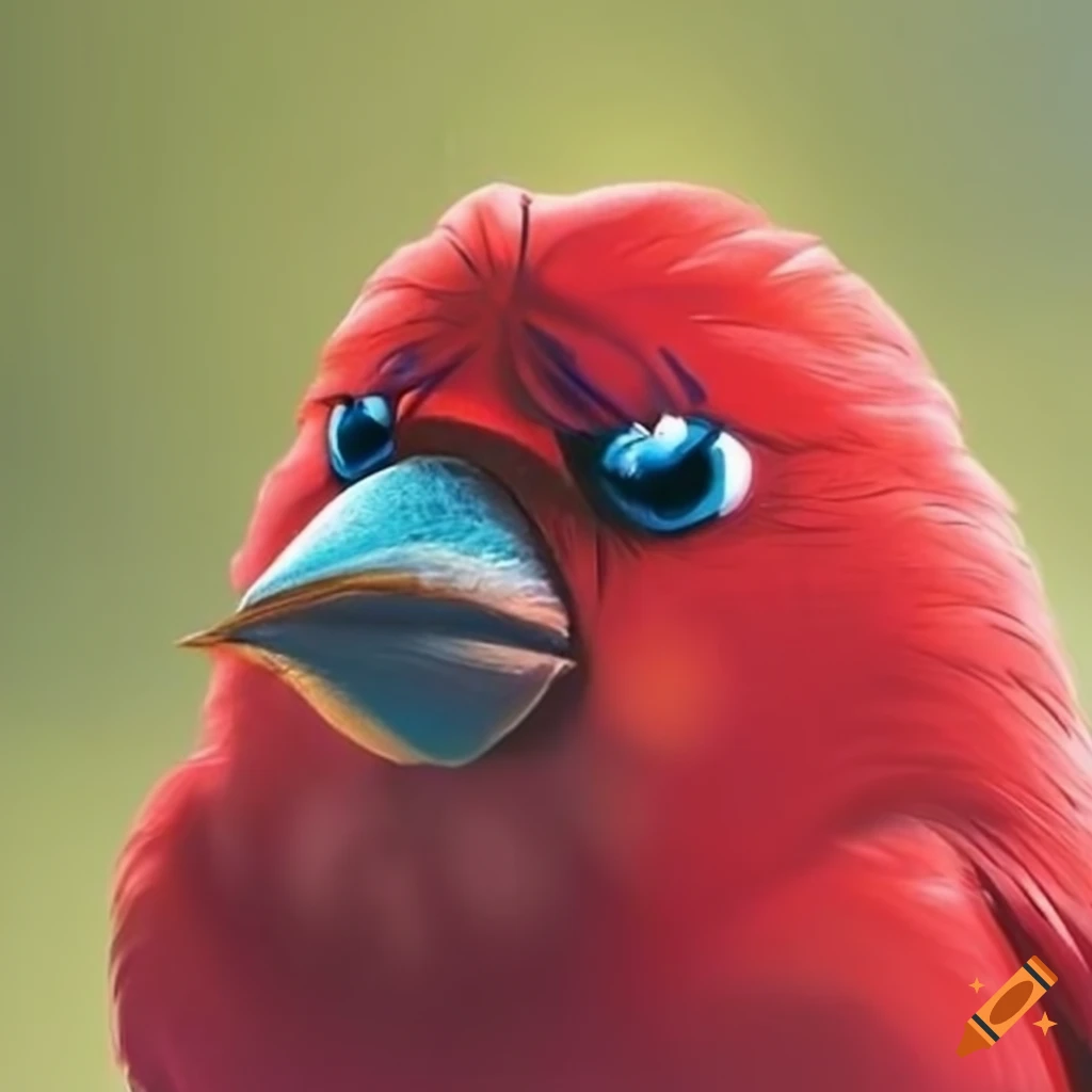 Image of a sad red bird on Craiyon
