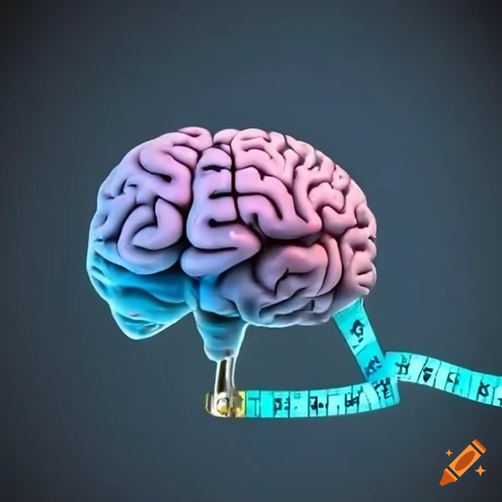 Measuring tape locked on a brain image on Craiyon