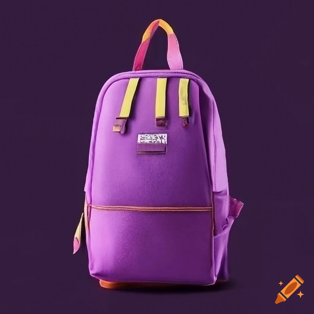 Purple t-shirt and backpack in street style fashion on Craiyon