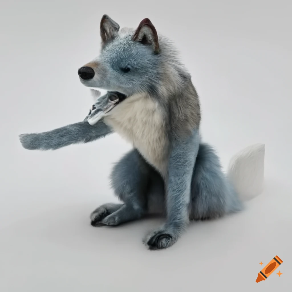 Anthropomorphic wolf with gray azure fur smoking a joint on Craiyon