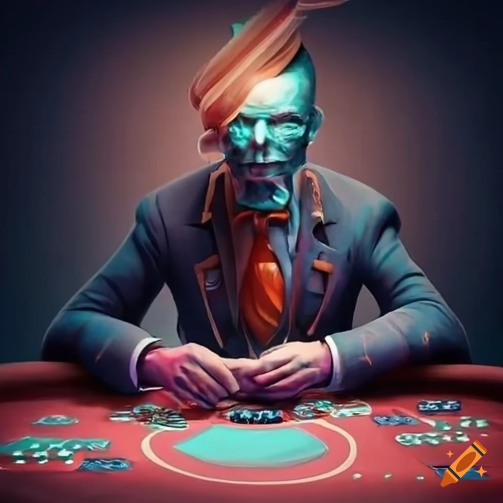 Surreal casino scene with card tables and slot machines on Craiyon