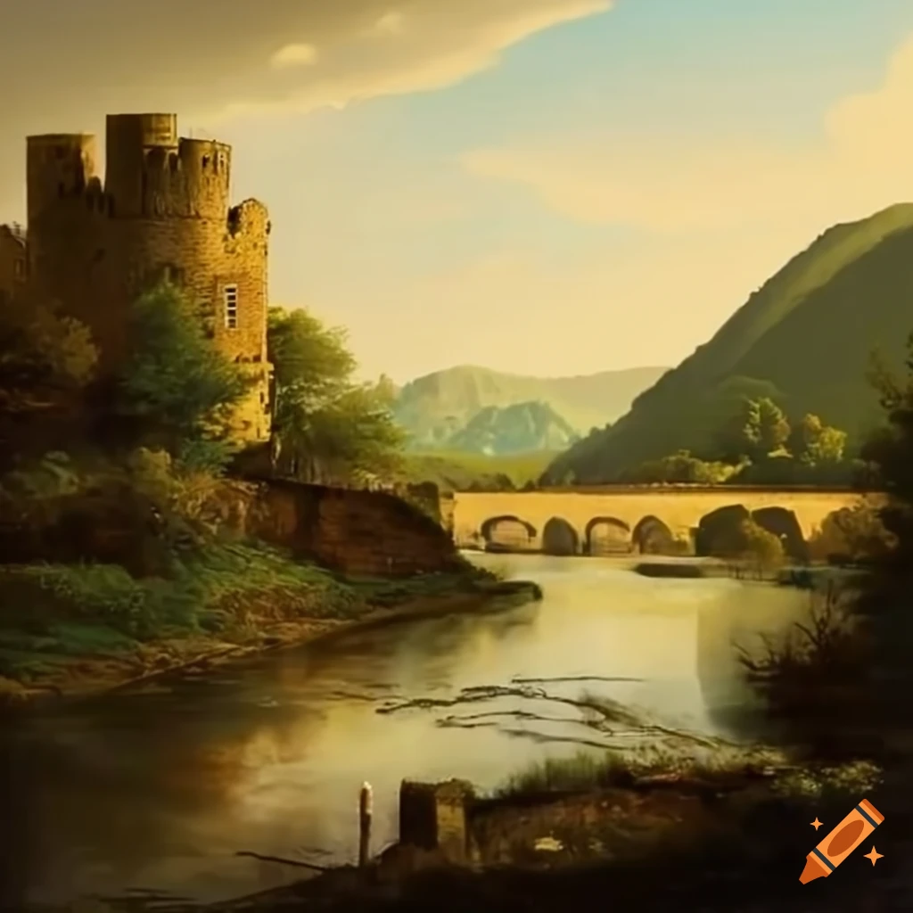 Small castle near a river in a village on Craiyon