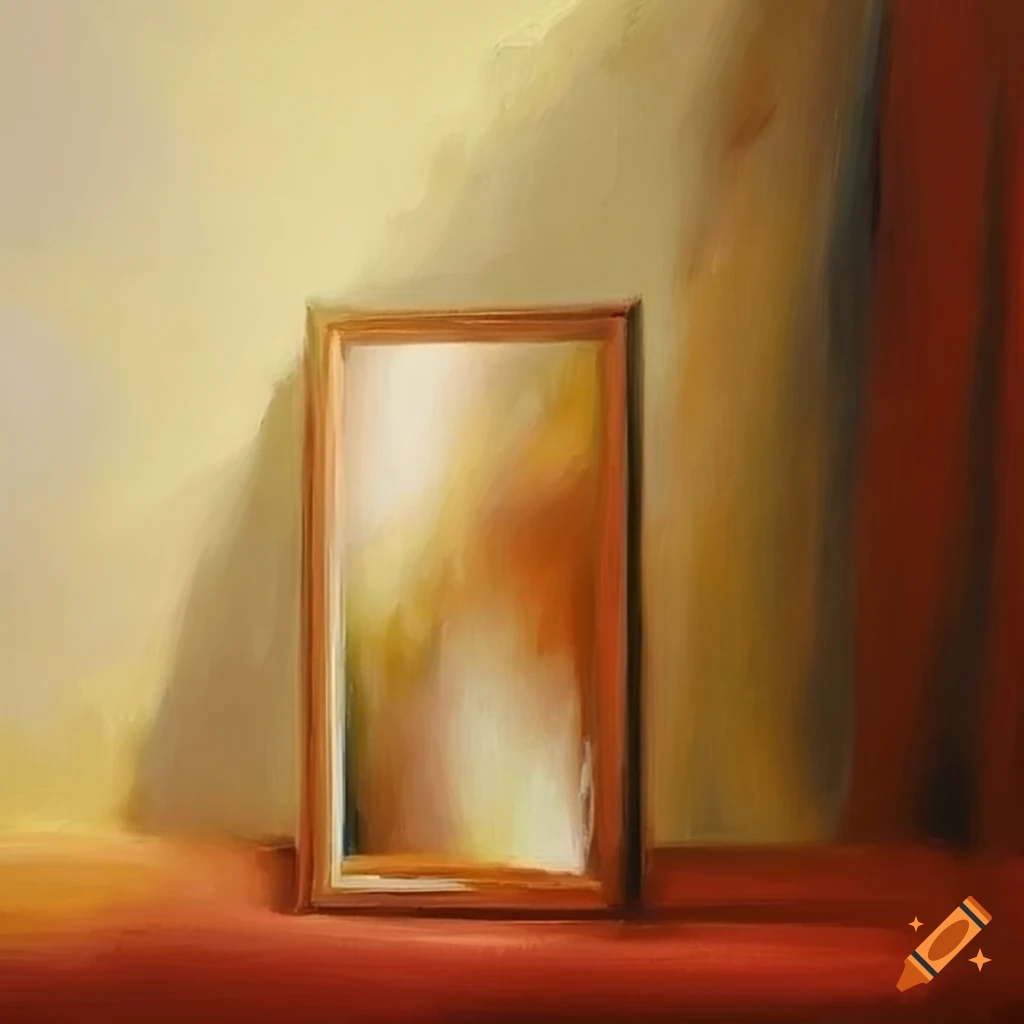 Oil painting of an empty mirror