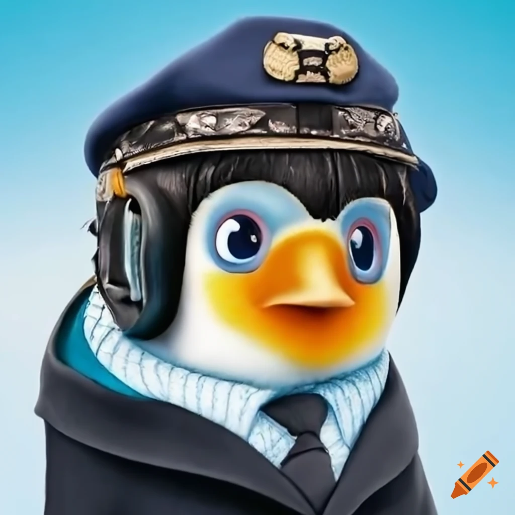 Cute penguin in a pilot uniform on Craiyon