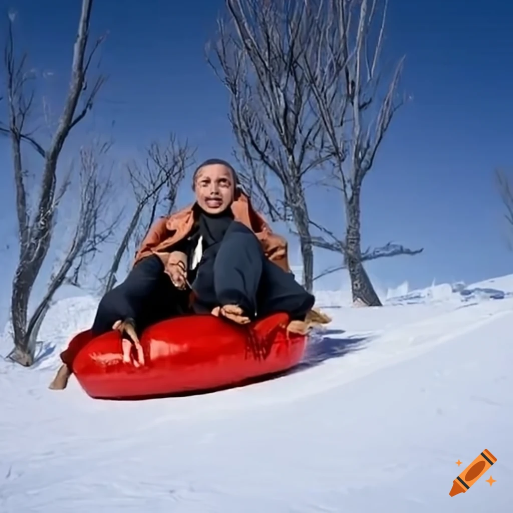 Funny illustration of Erdogan on a toboggan on Craiyon