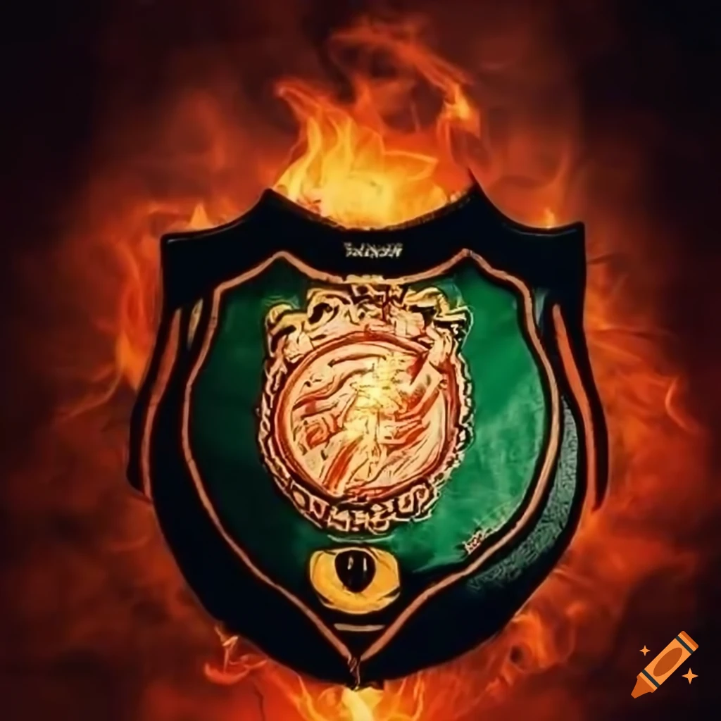 Quwu style football club crest with fire theme