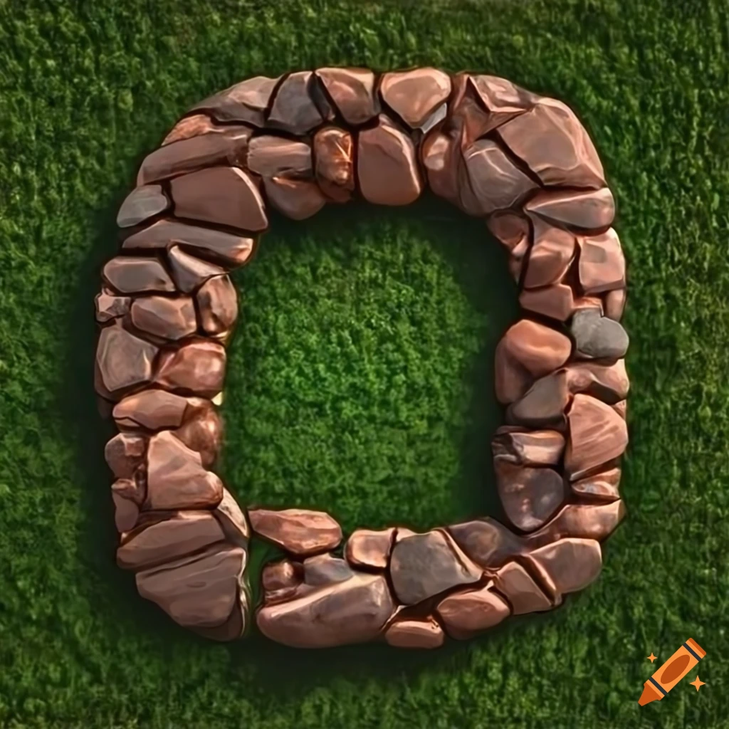 3D stone letters with obsidian and copper on a mossy backdrop on Craiyon