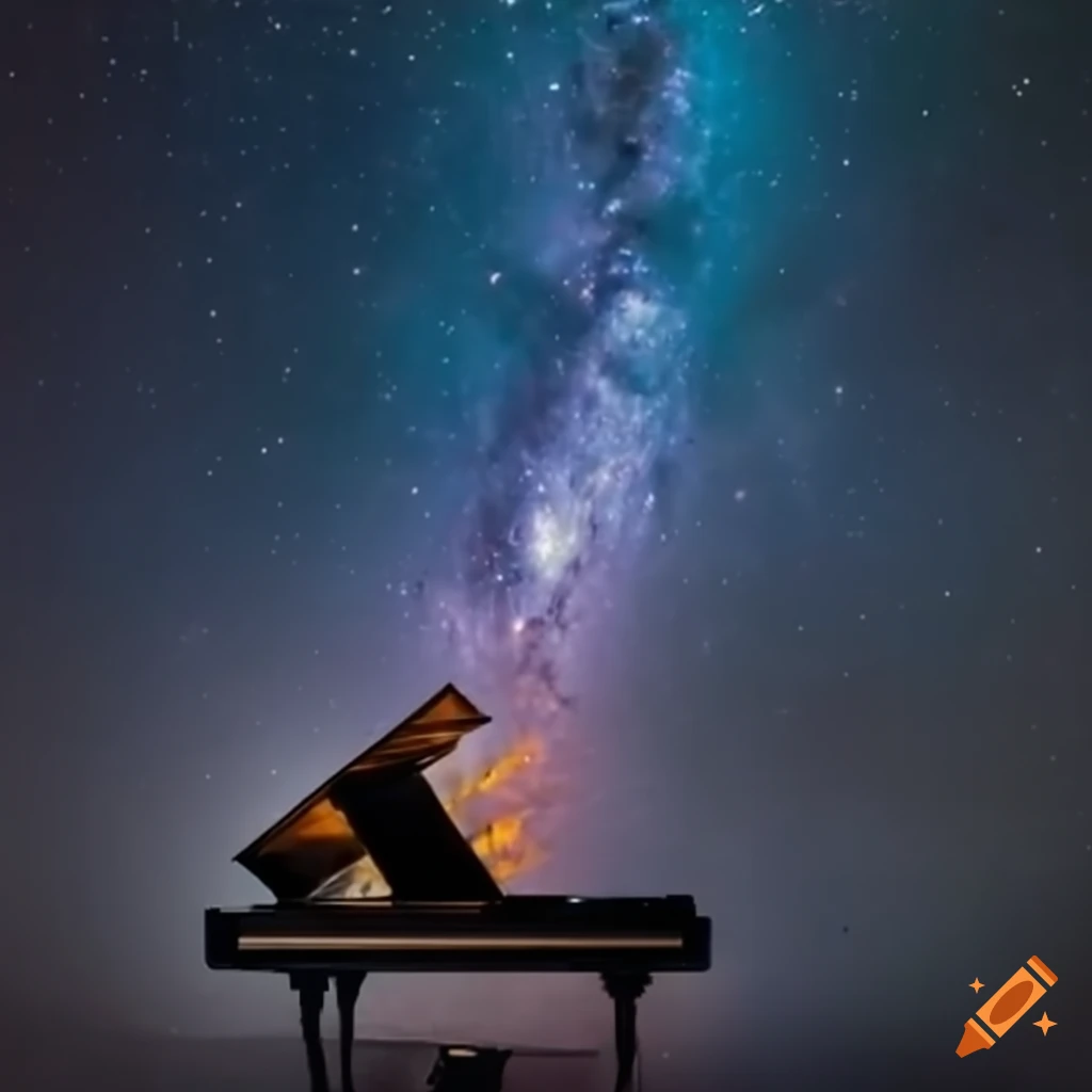 Cosmic piano in space on Craiyon