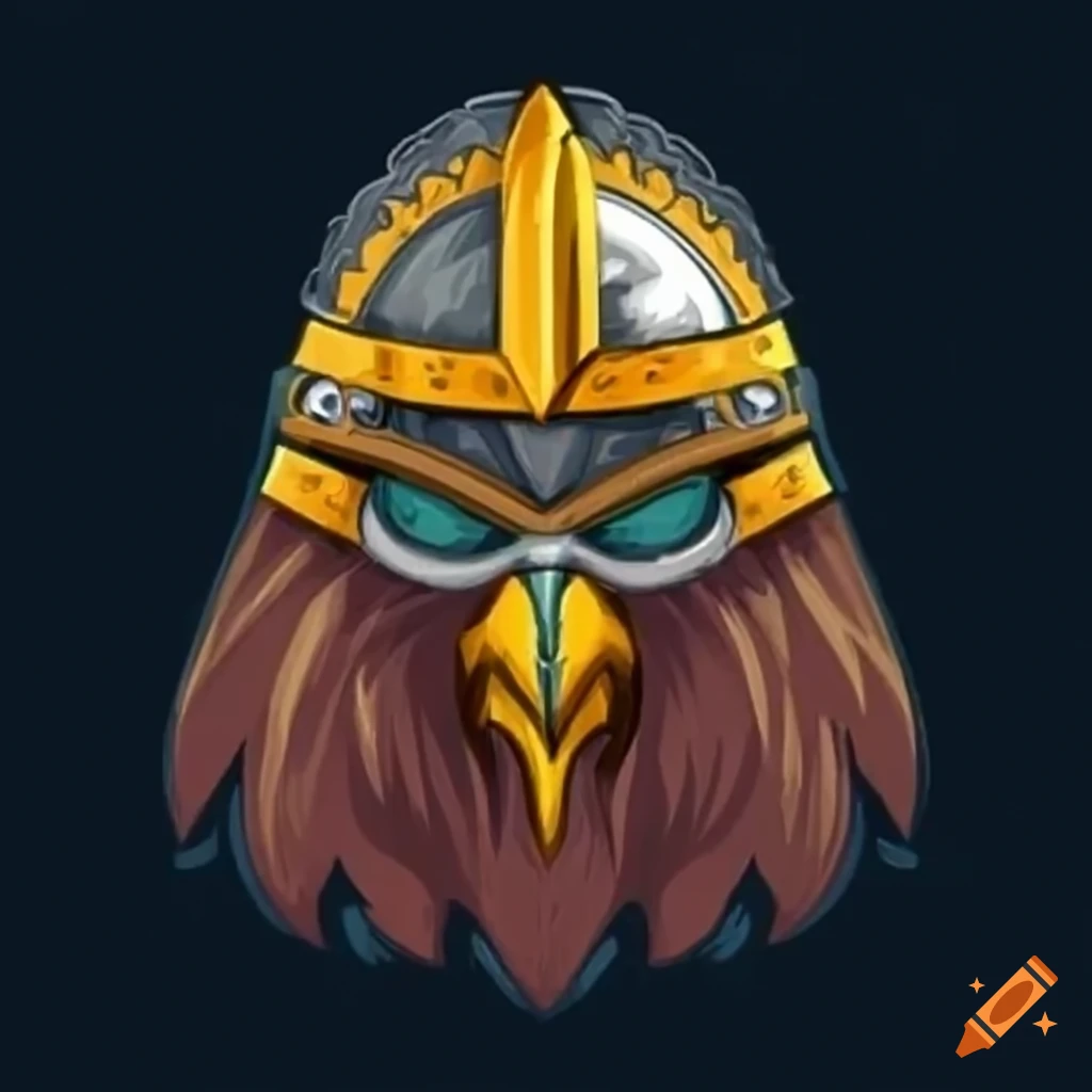 Transparent side view of an eagle with a viking helmet on Craiyon