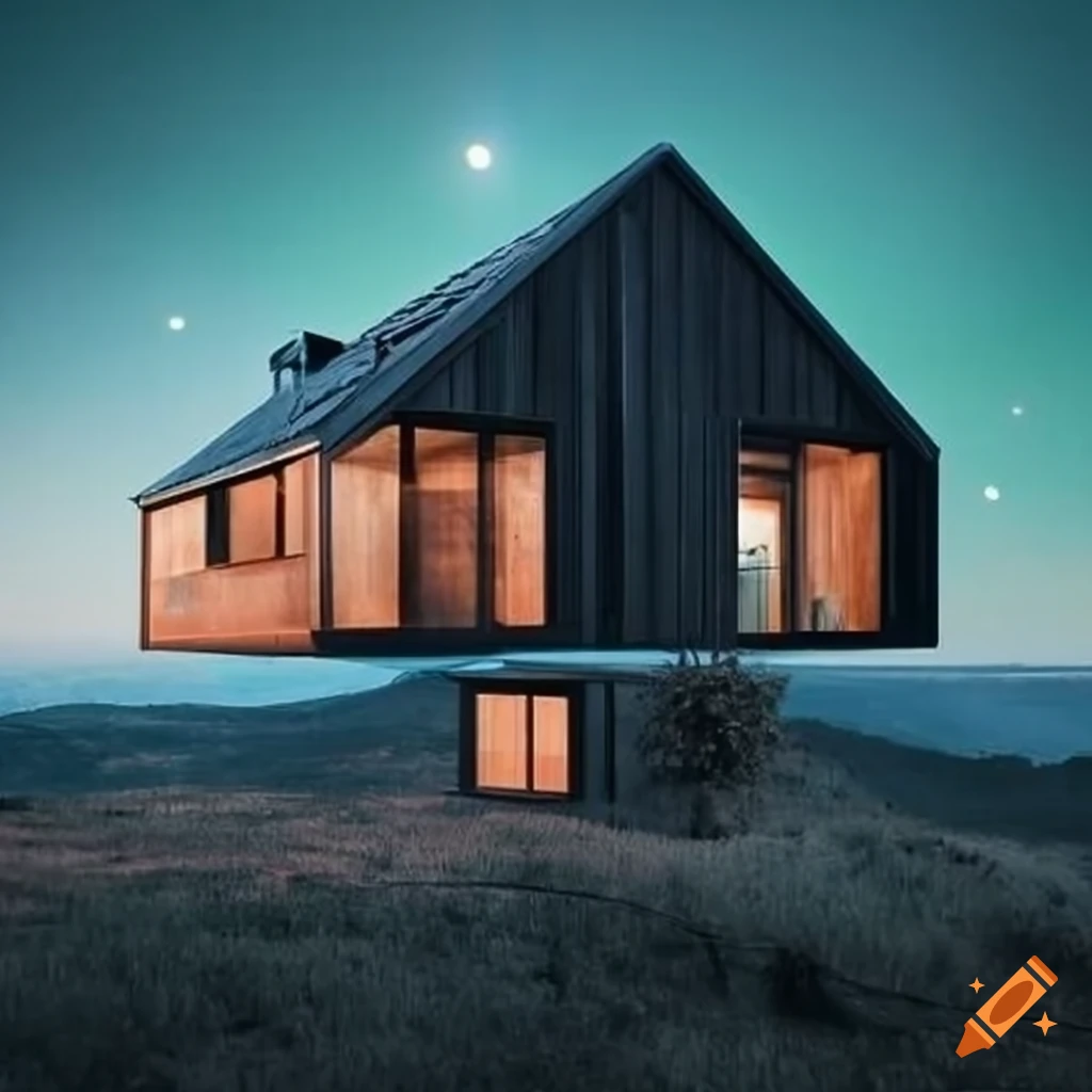 Scandinavian style house on an alien planet on Craiyon