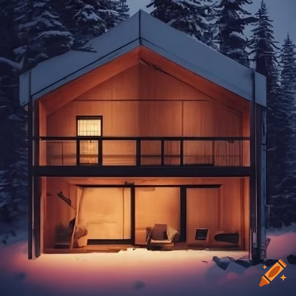 Modern cozy minimalist cabin