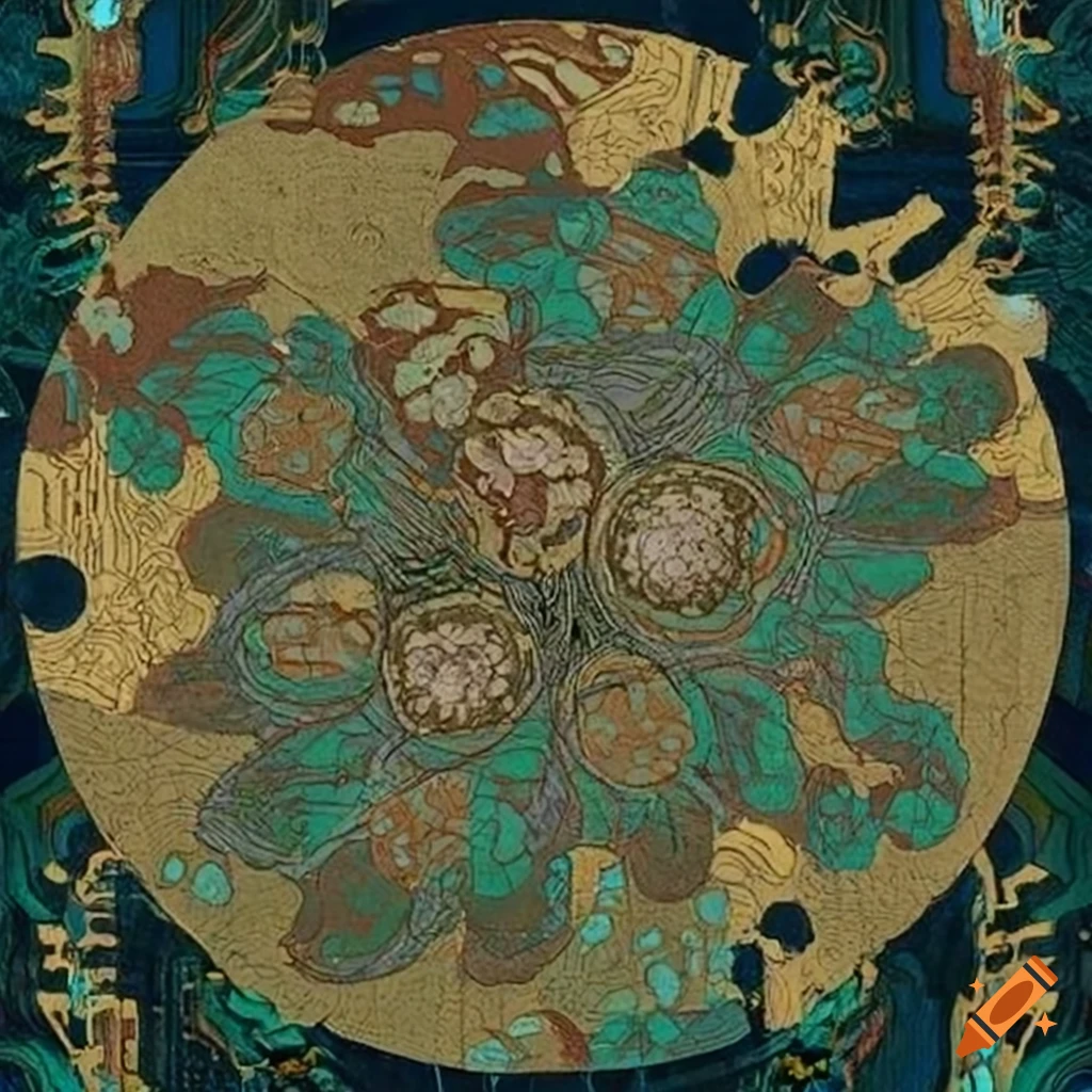 Highly detailed cyberpunk artwork with organic patterns and flowers on ...