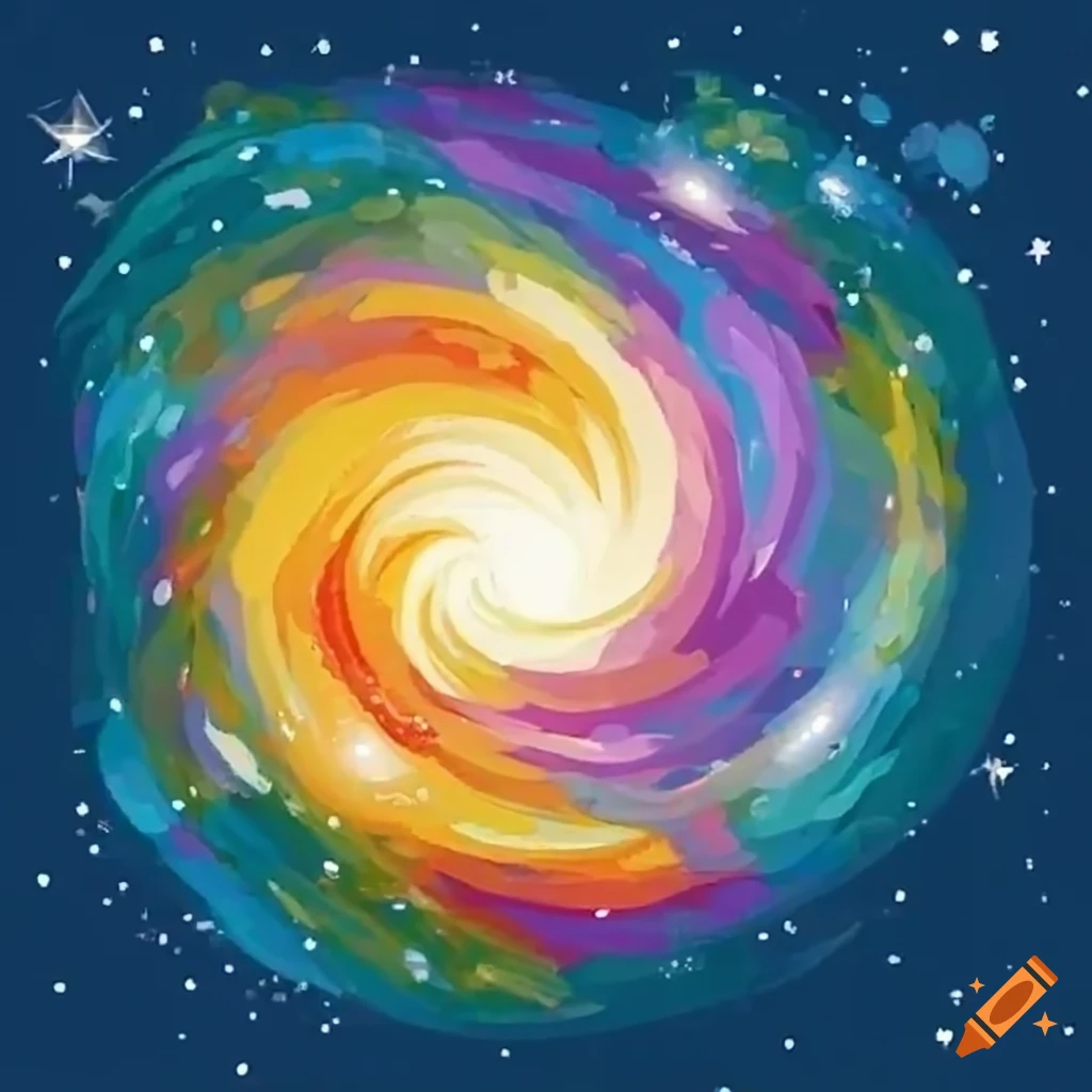 Cartoon illustration of a galaxy on Craiyon