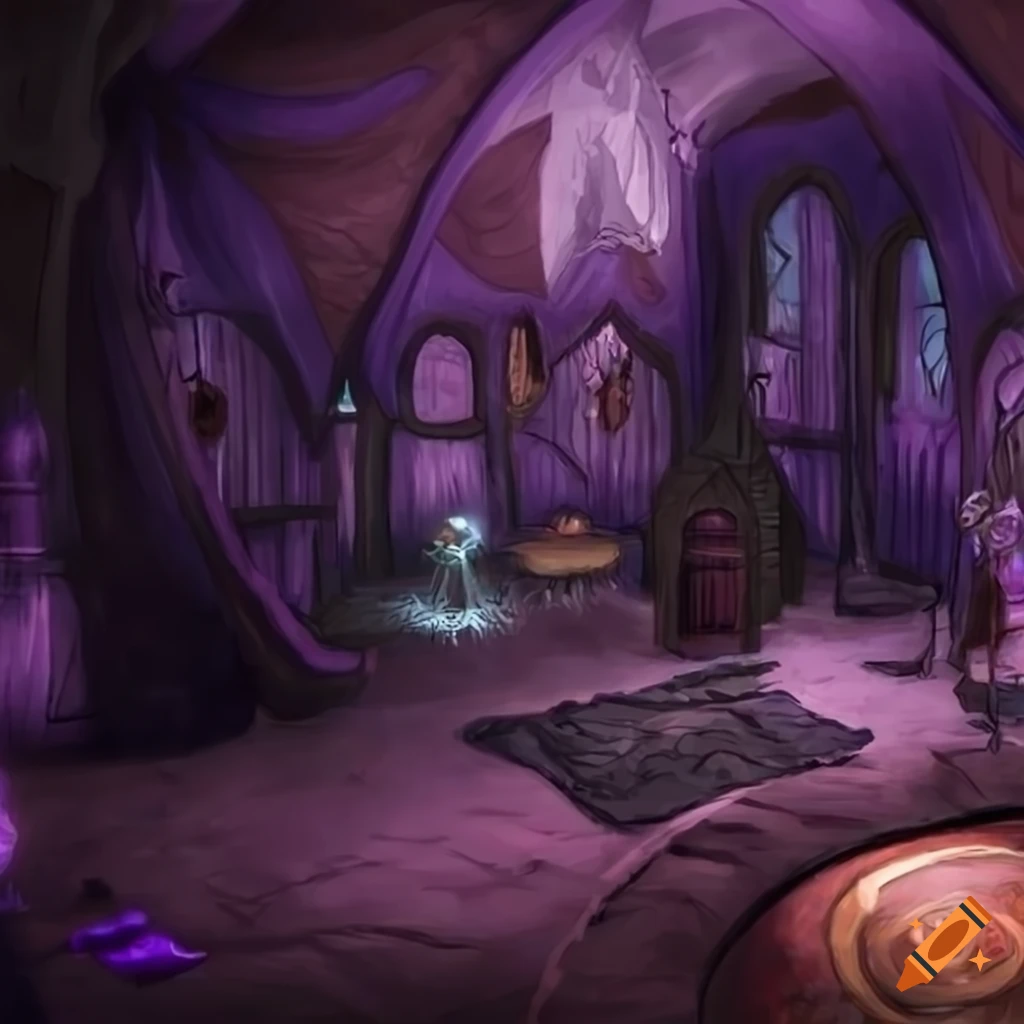 Interior of a drow sorceress's hut