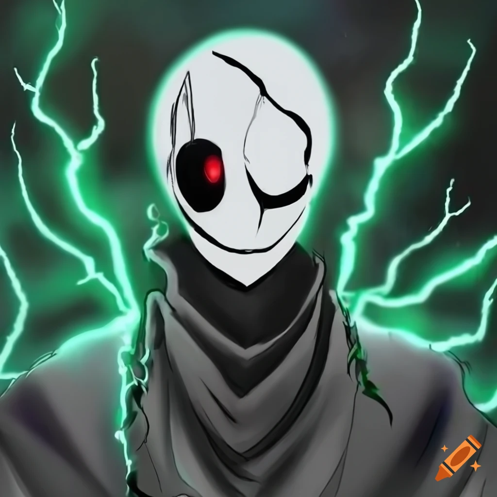 W.D Gaster with green and black lightning on Craiyon