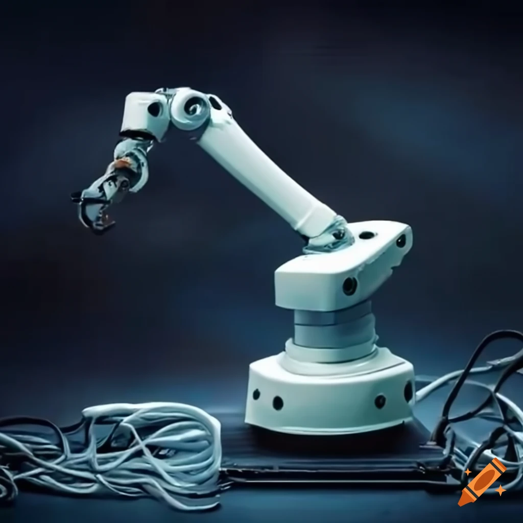 Robotic arm holding a cable on Craiyon