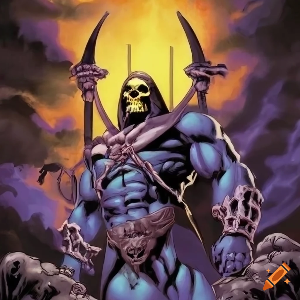 Illustration of samurai skeletor in simon bisley style on Craiyon
