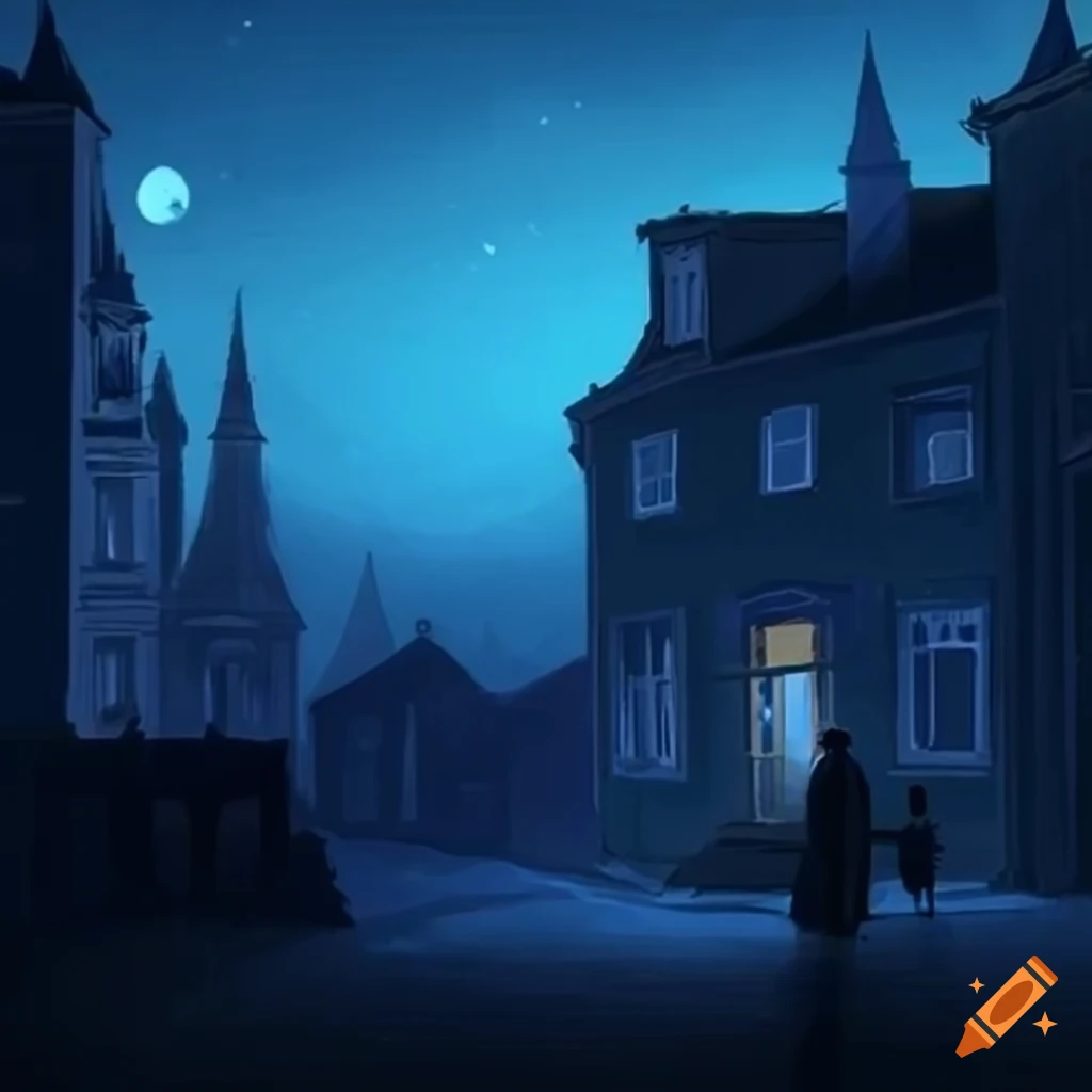 2d artwork depicting a late night scene on Craiyon