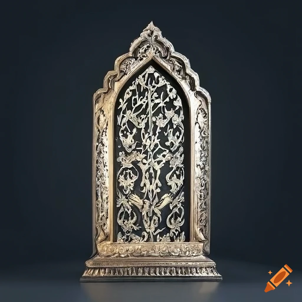 Silver islamic art window altar on Craiyon
