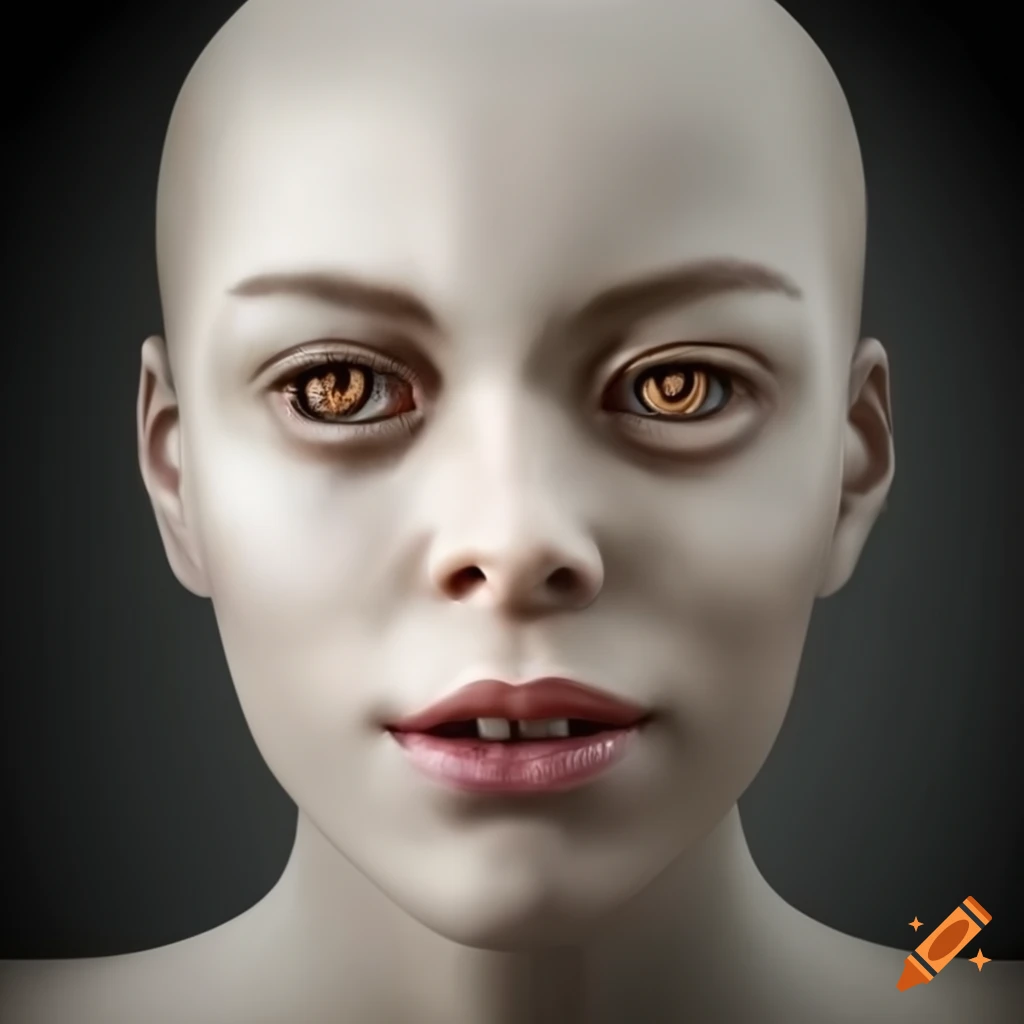 Close-up of a human face on Craiyon