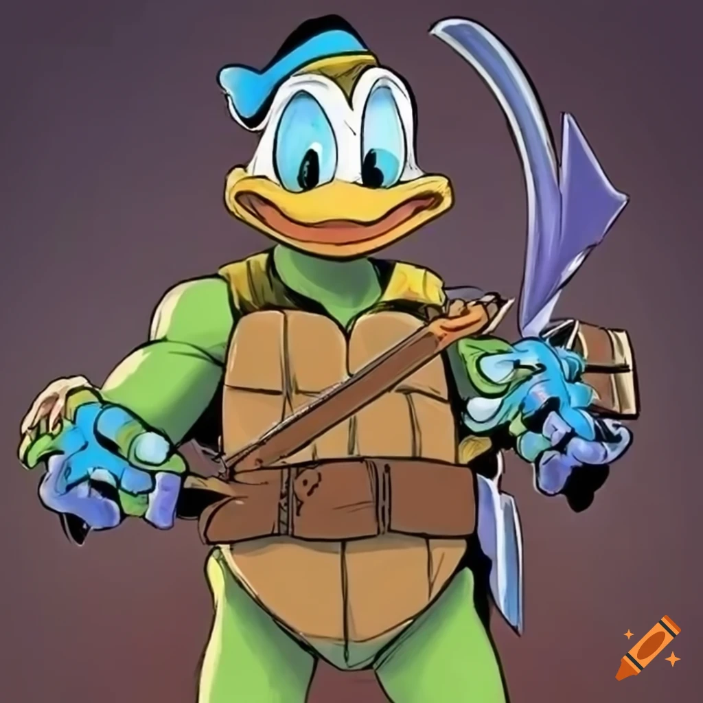 Donald duck and teenage mutant ninja turtles crossover artwork