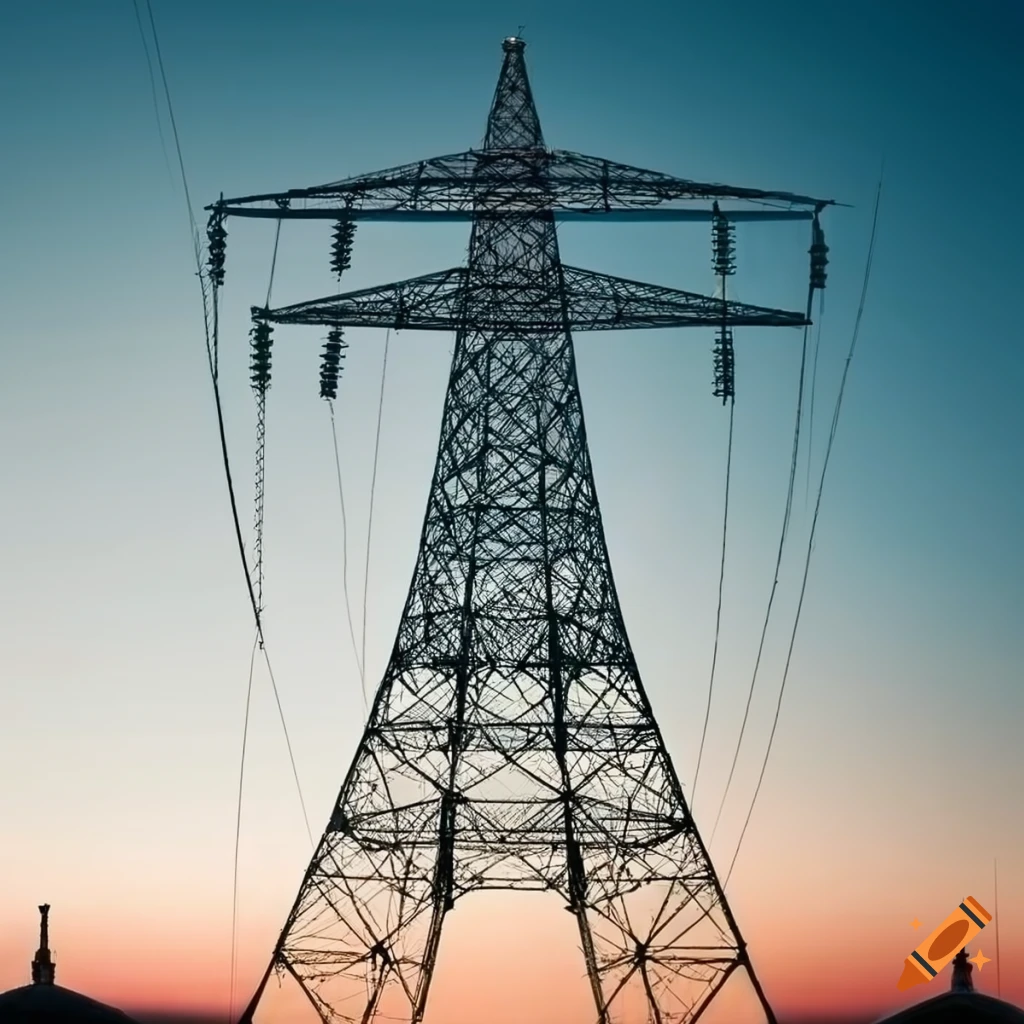 Transmission tower against the sky on Craiyon