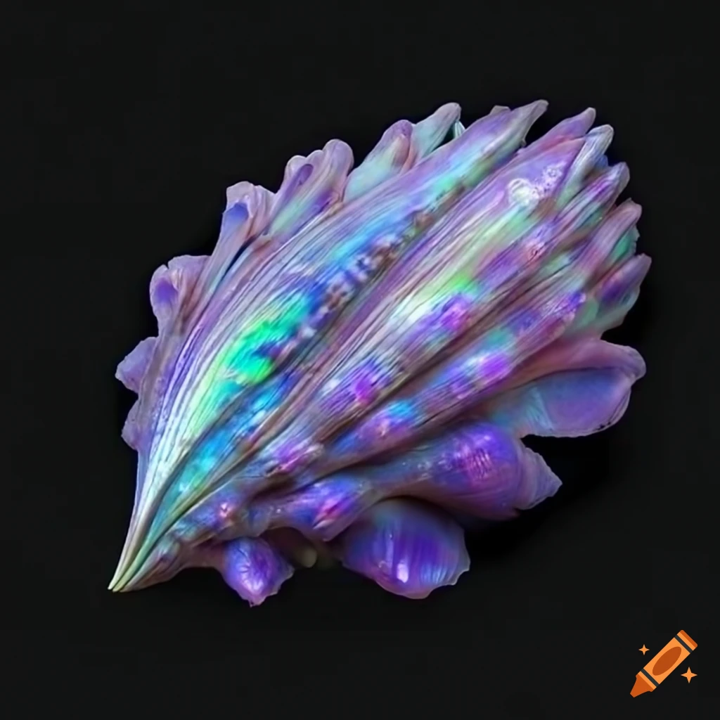 Realistic giant pearly floral seashell on Craiyon