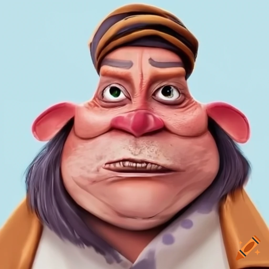 Humorous illustration of a tipsy chukcha character on Craiyon