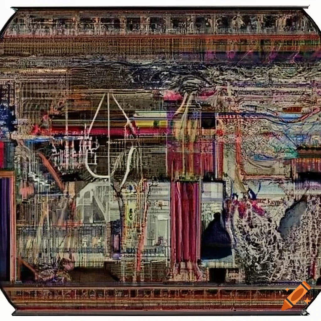 Max Ernst style schematic of neural network architecture on Craiyon