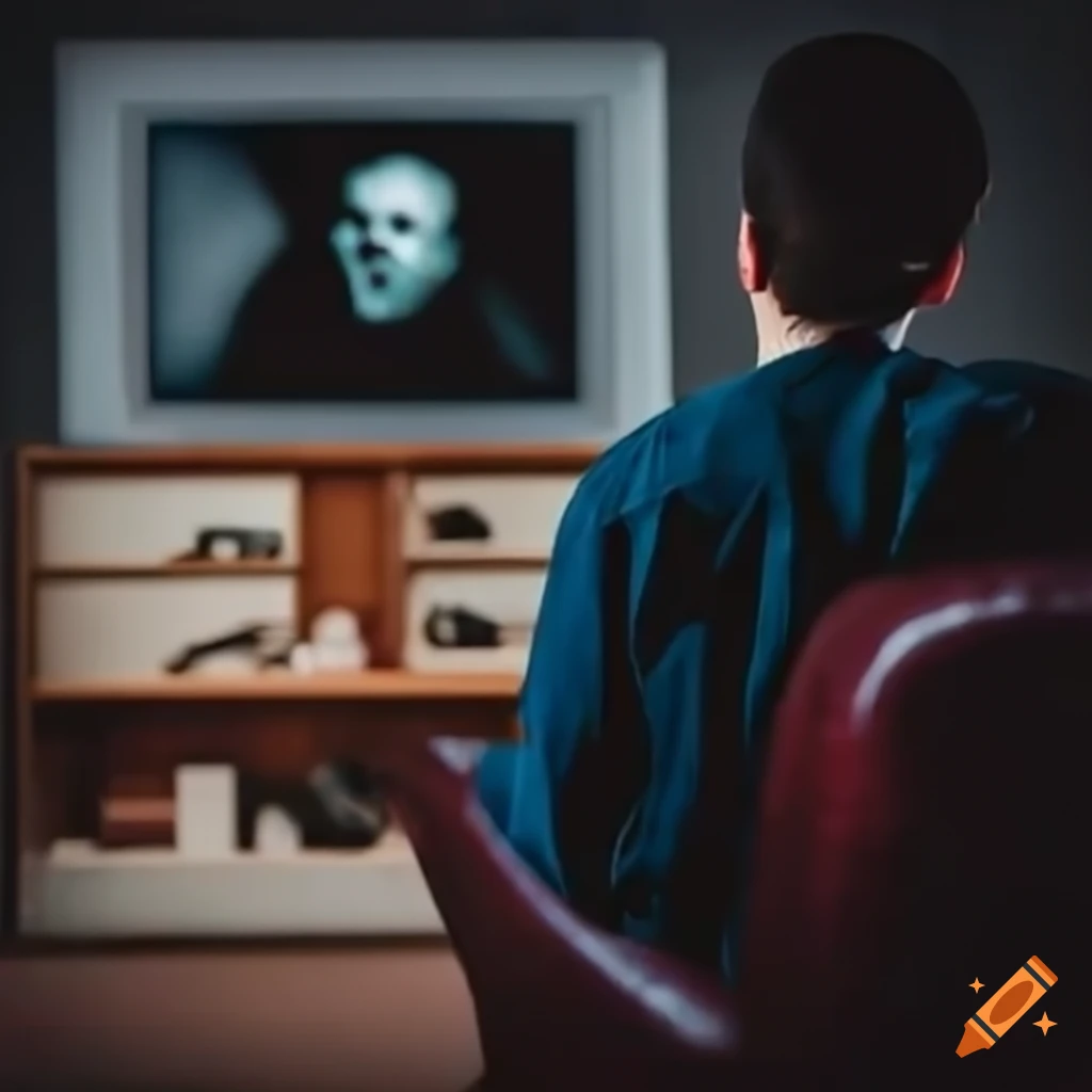 Man watching tv on Craiyon