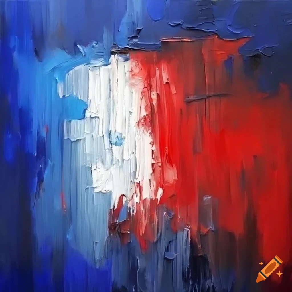 Expressive abstract painting of the french flag