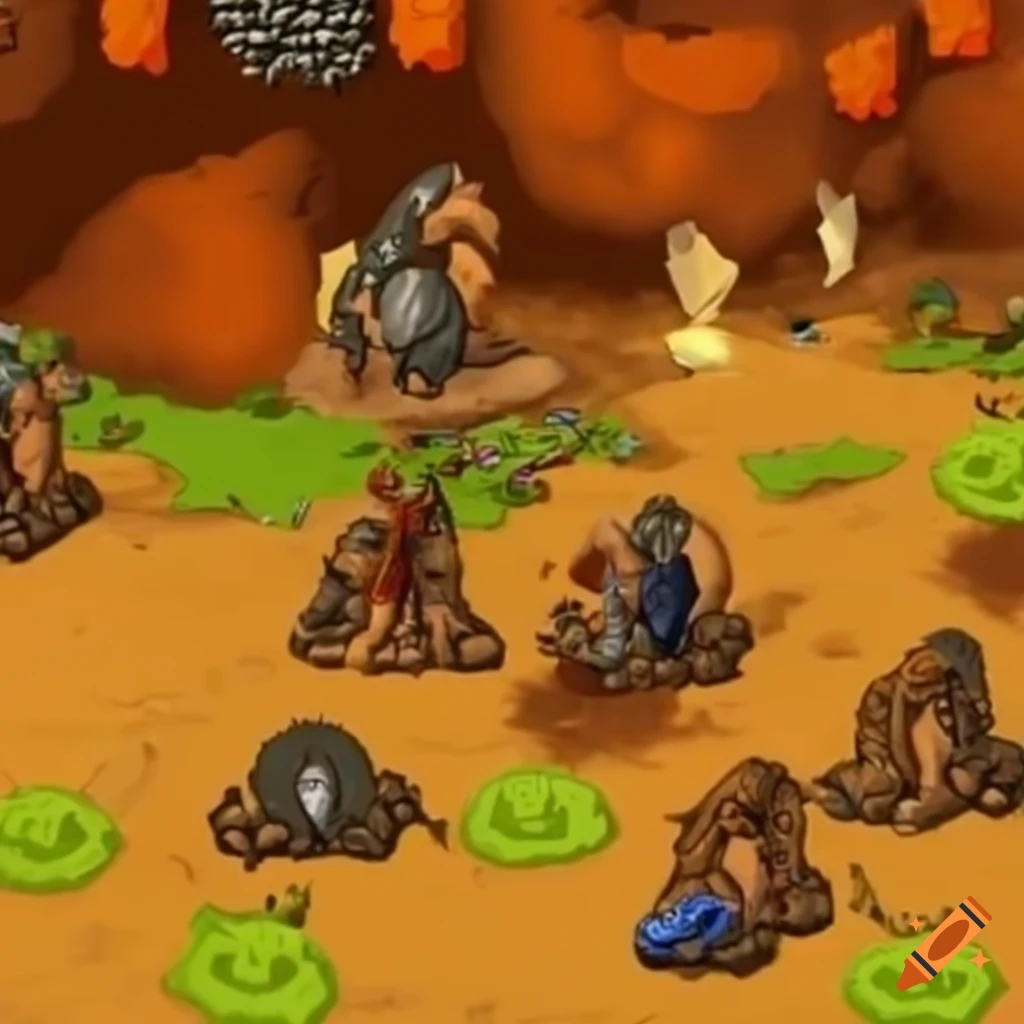 Caveman with magic in a peaceful RTS game on Craiyon