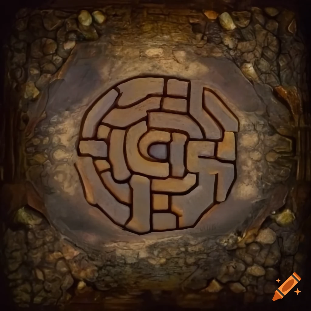 3d stone labyrinth made of jasper and gold on Craiyon