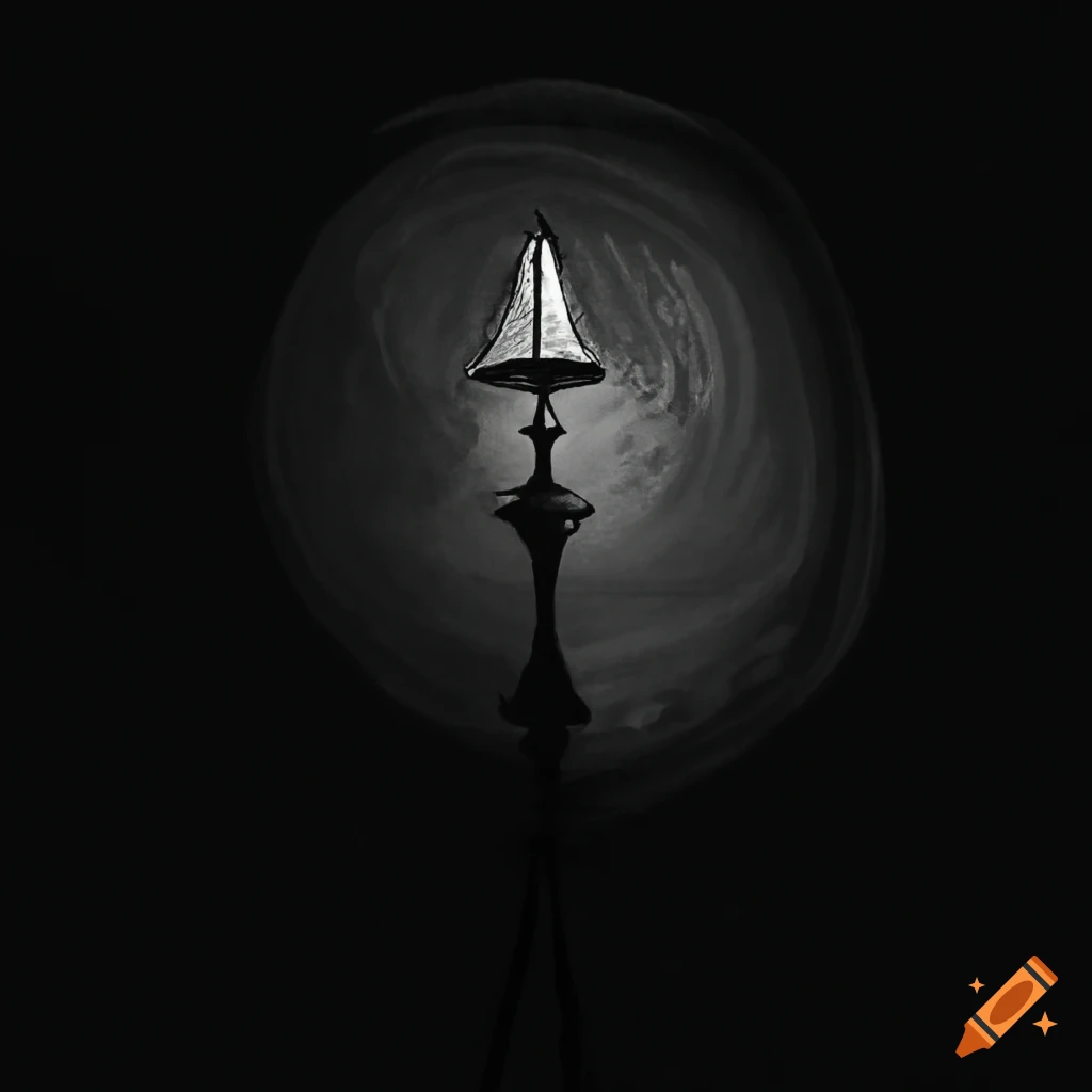 Black and white sketch of night lights on Craiyon