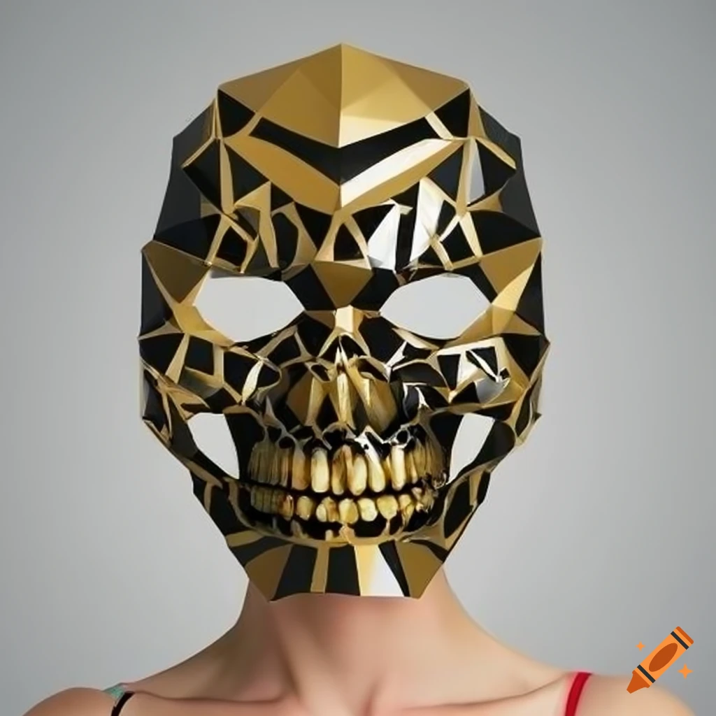 Elegant and futuristic masculine mask with matte black and gold ...