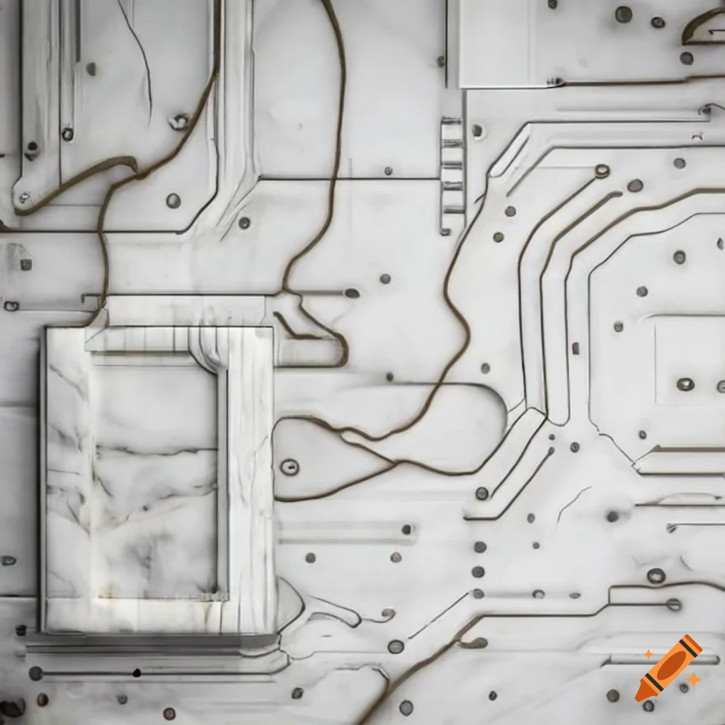White marble circuit board sculpture on Craiyon