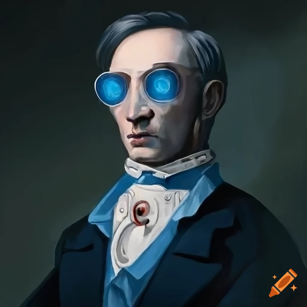 Portrait of a silver robotic businessman from a board game on Craiyon