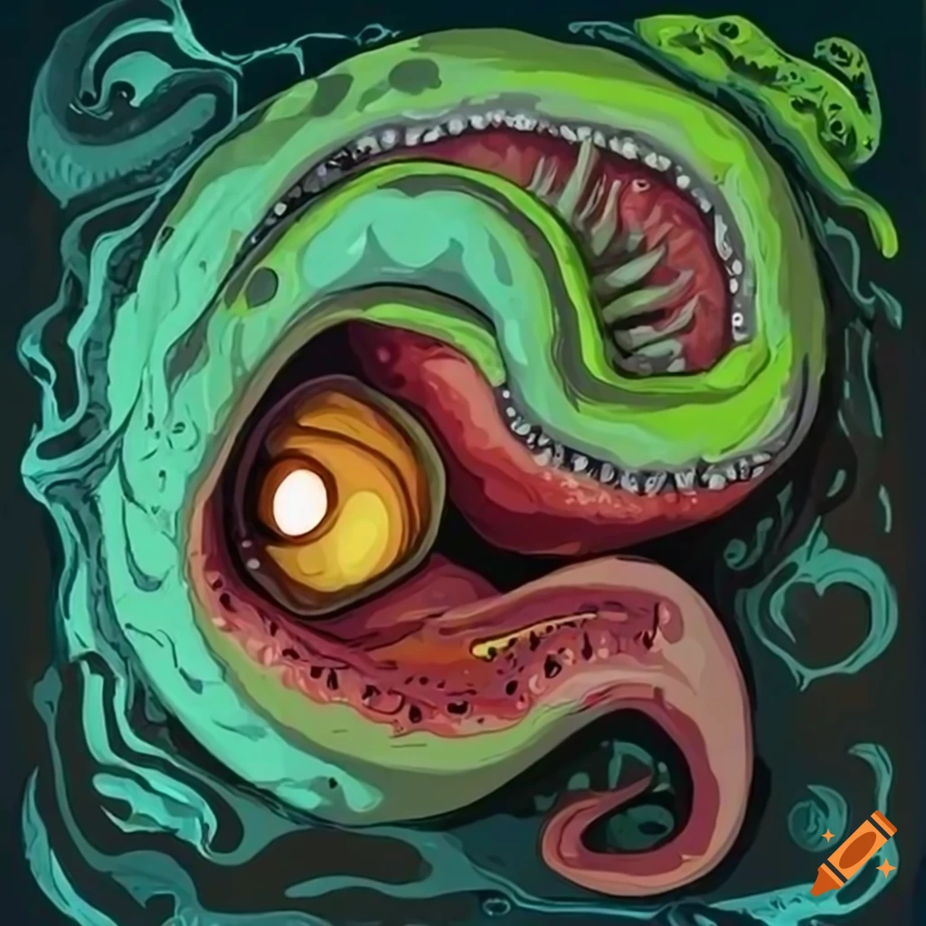 Image of a spooky eel-headed creature on Craiyon